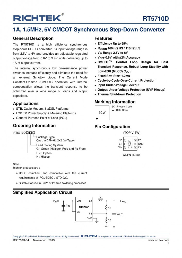 RT5710D datasheet page 1