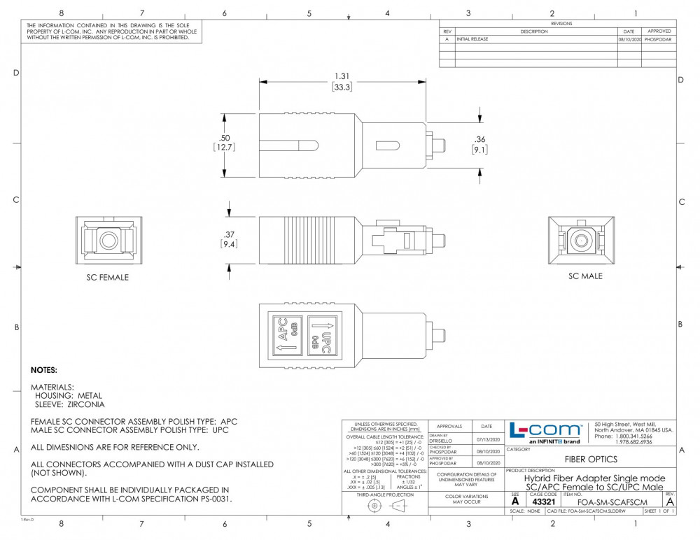 L-com FOA-SM-SCAFSCM technical drawing preview