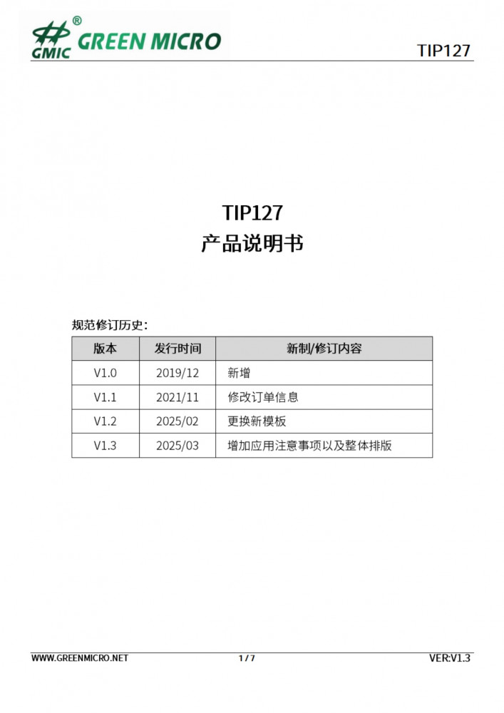 TIP127AT datasheet page 1
