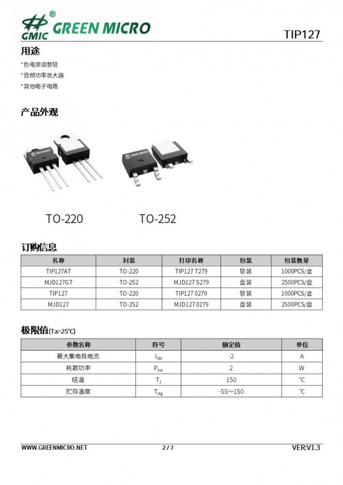 TIP127AT datasheet page 2