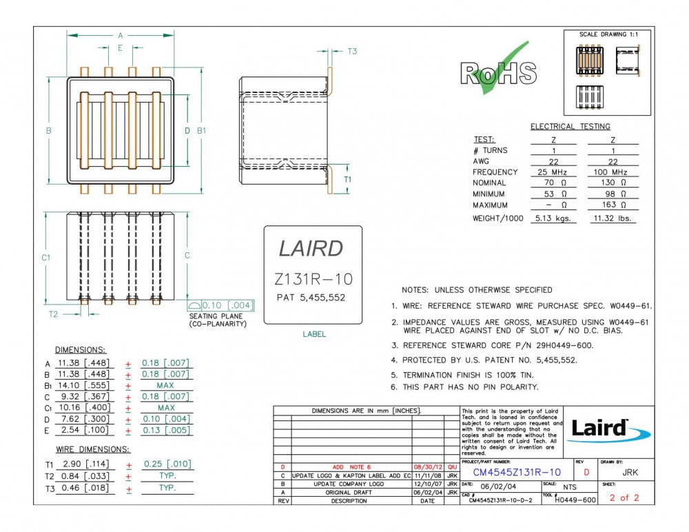 CM4545Z131R-10 datasheet page 2