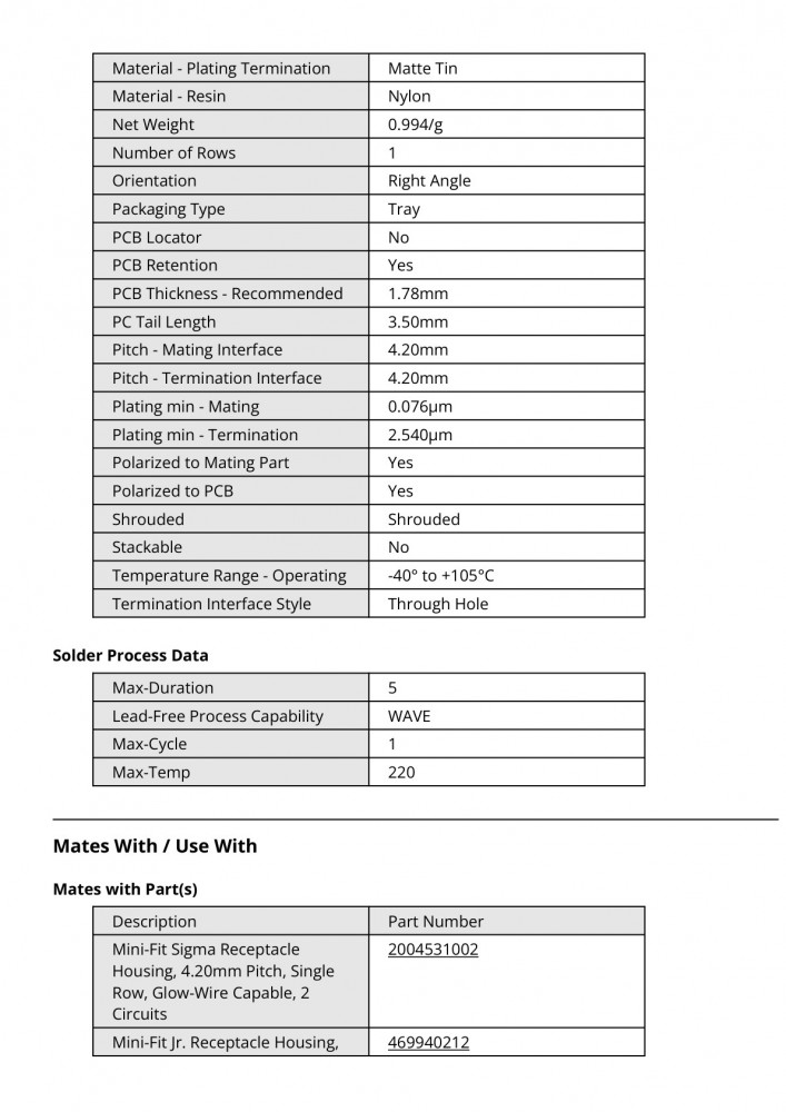 MOLEX Mini-Fit Plus HCS specification page 3
