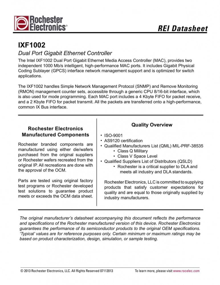 IXF1002 technical document page 1