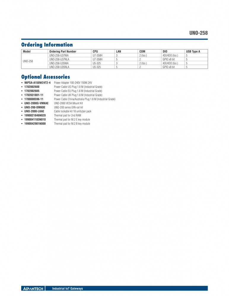 UNO-258 technical document page 3
