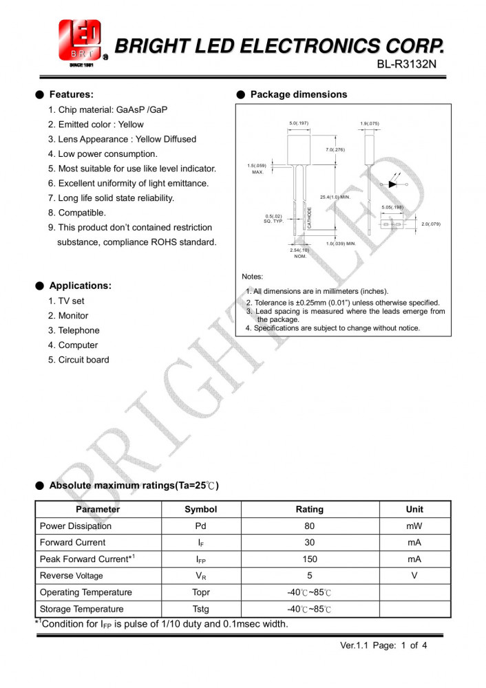 BL-R3132N datasheet page 1