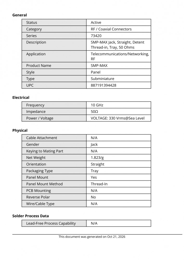 Technical document image 2 for MOLEX part 734205041