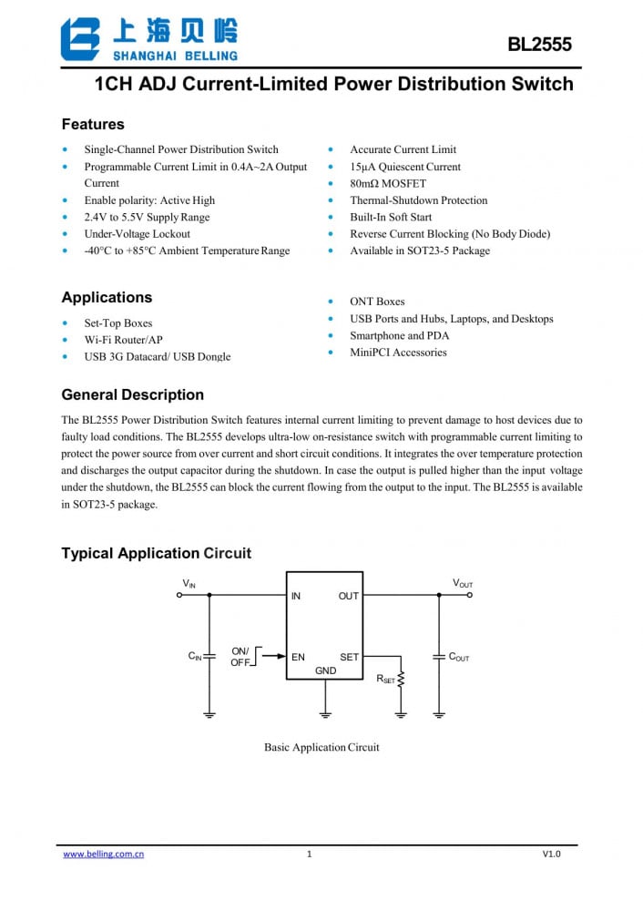 BL2555 datasheet page 1