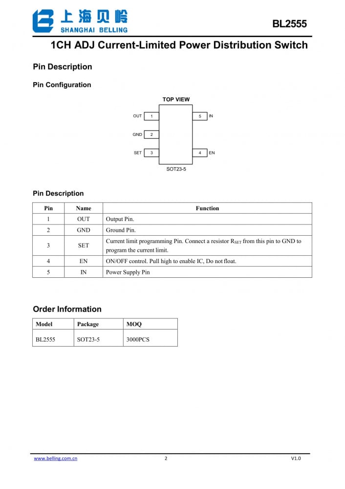 BL2555 datasheet page 2
