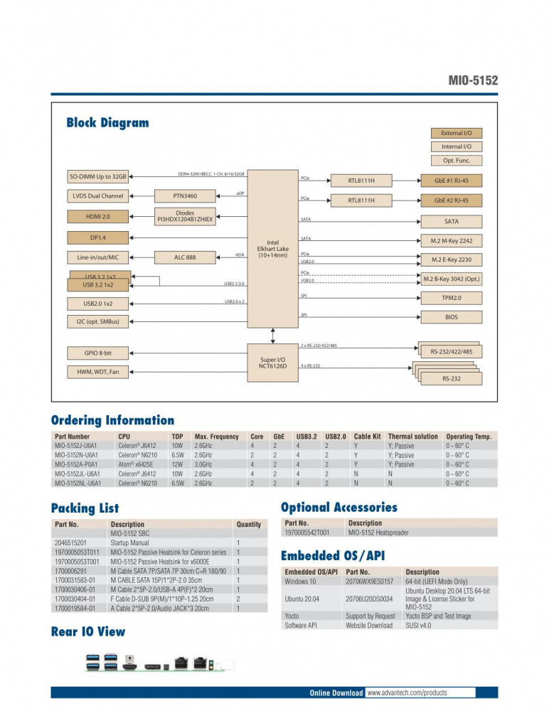 MIO-5152 technical document page 2