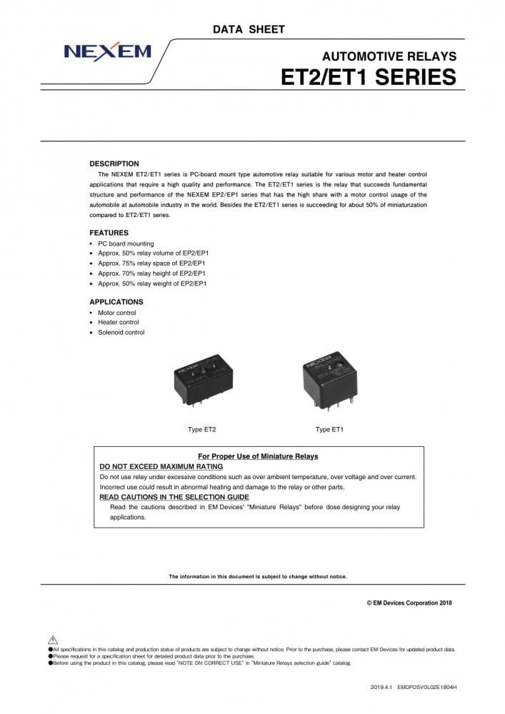 ET1-B3M1S technical document page 1