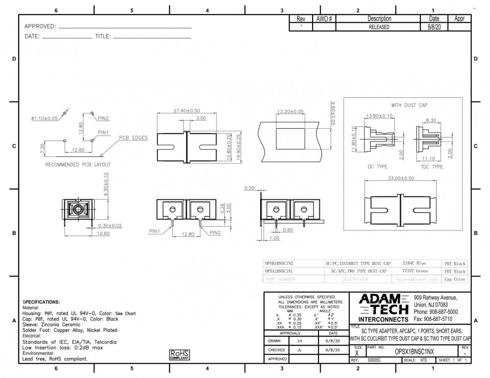 ADAM TECH OPSX1BNSC1NX product drawing visual
