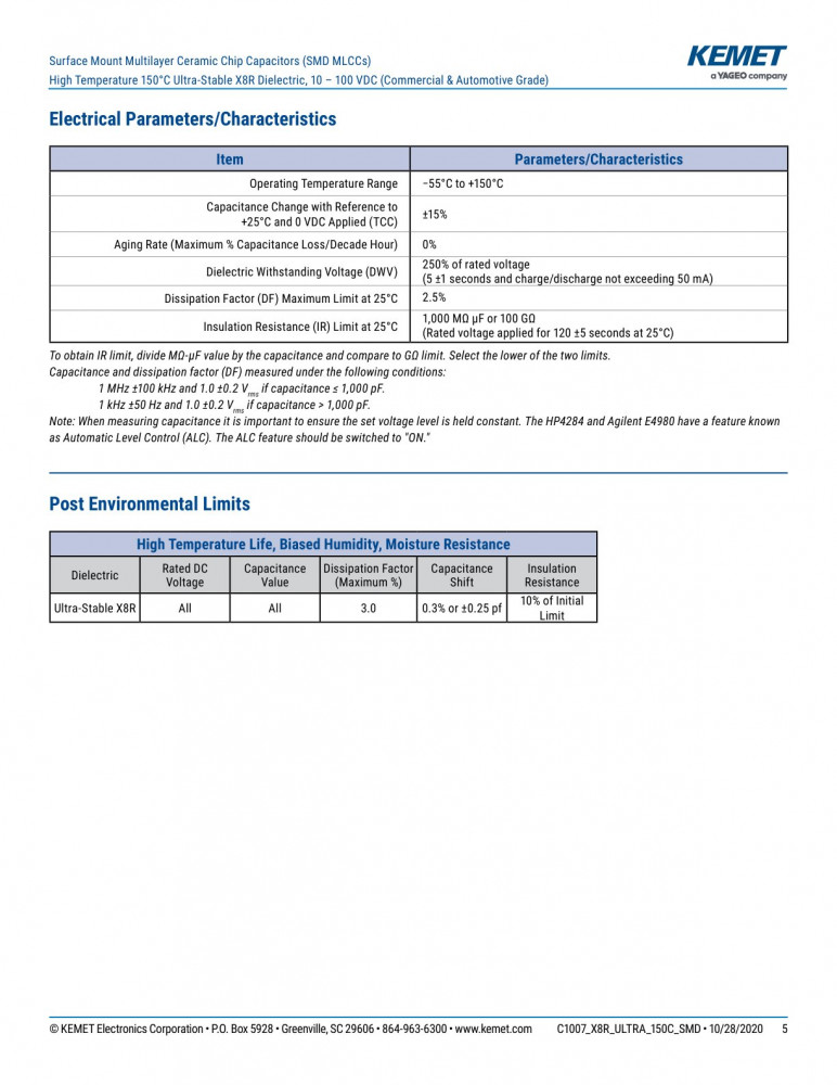 KEMET X8R datasheet page 5