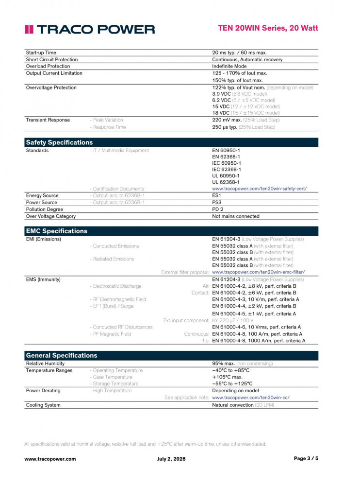 TEN 20WIN series technical document, page 3