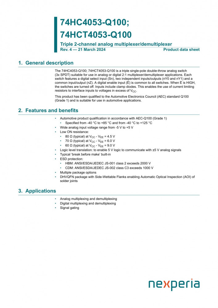 Nexperia datasheet page 1