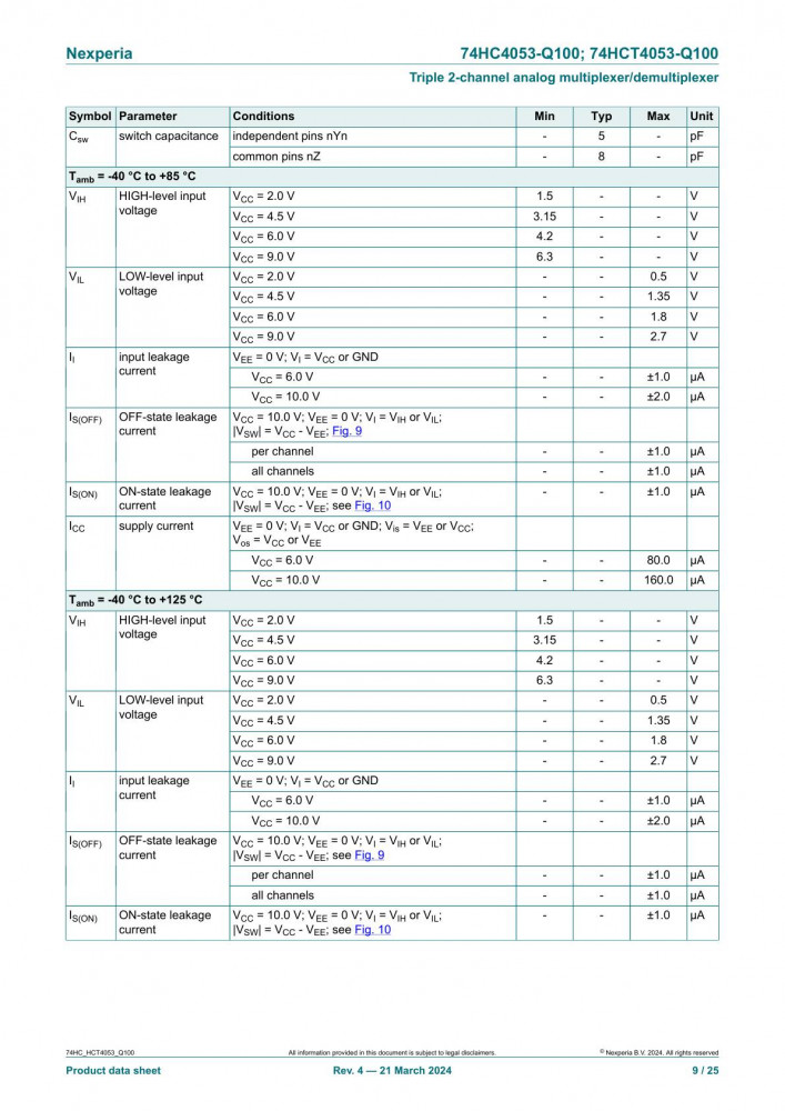 Nexperia datasheet page 9
