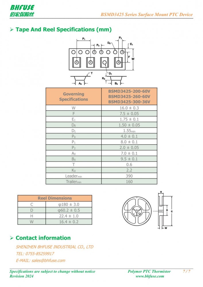 BHFUSE BSMD3425 datasheet page 7