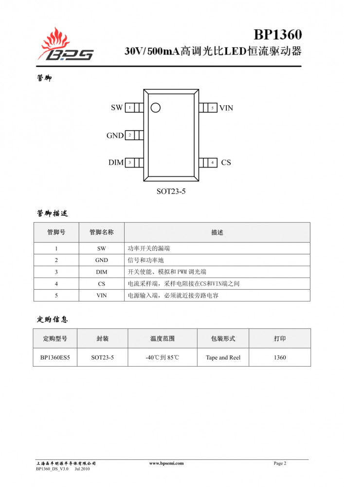 BP1360 datasheet page 2