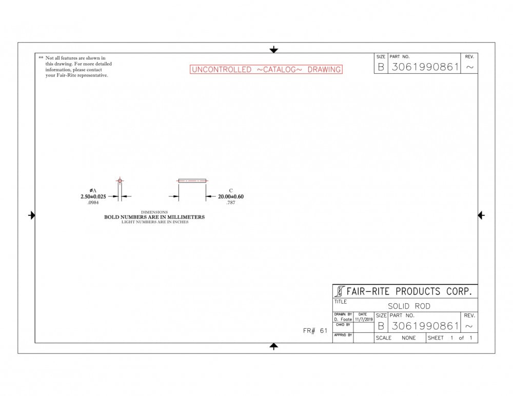 Fair-Rite 3061990861 product drawing
