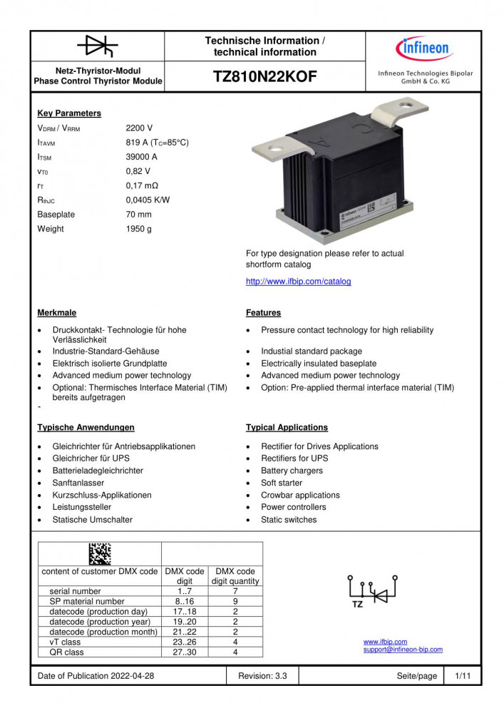 TZ810N22KOF technical document page 1