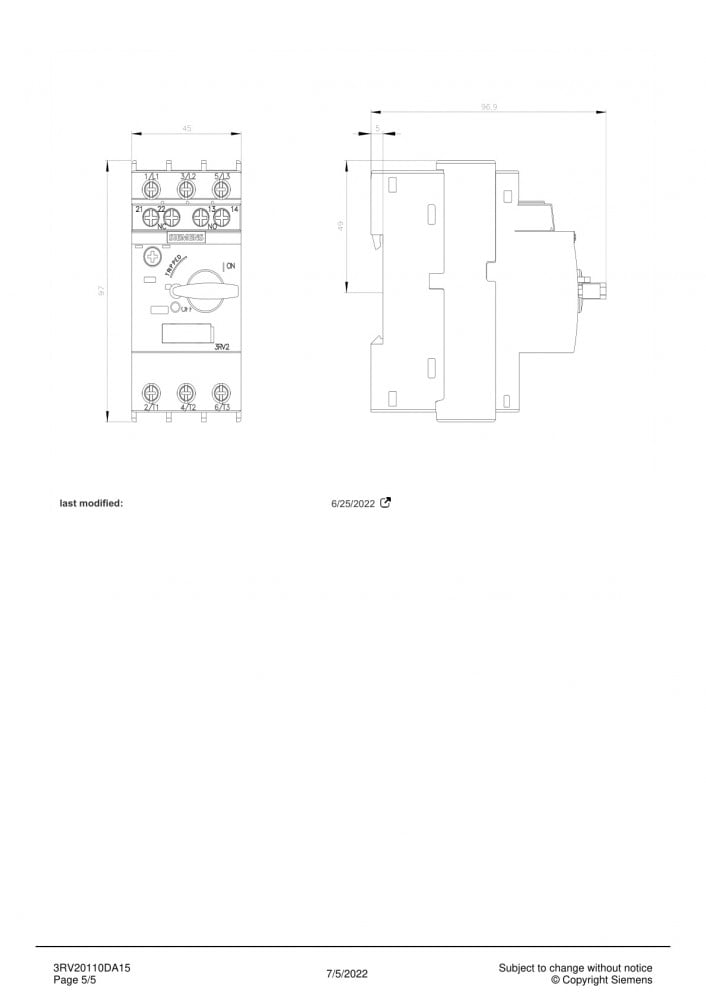 SIEMENS 3RV20110DA15 datasheet page 5