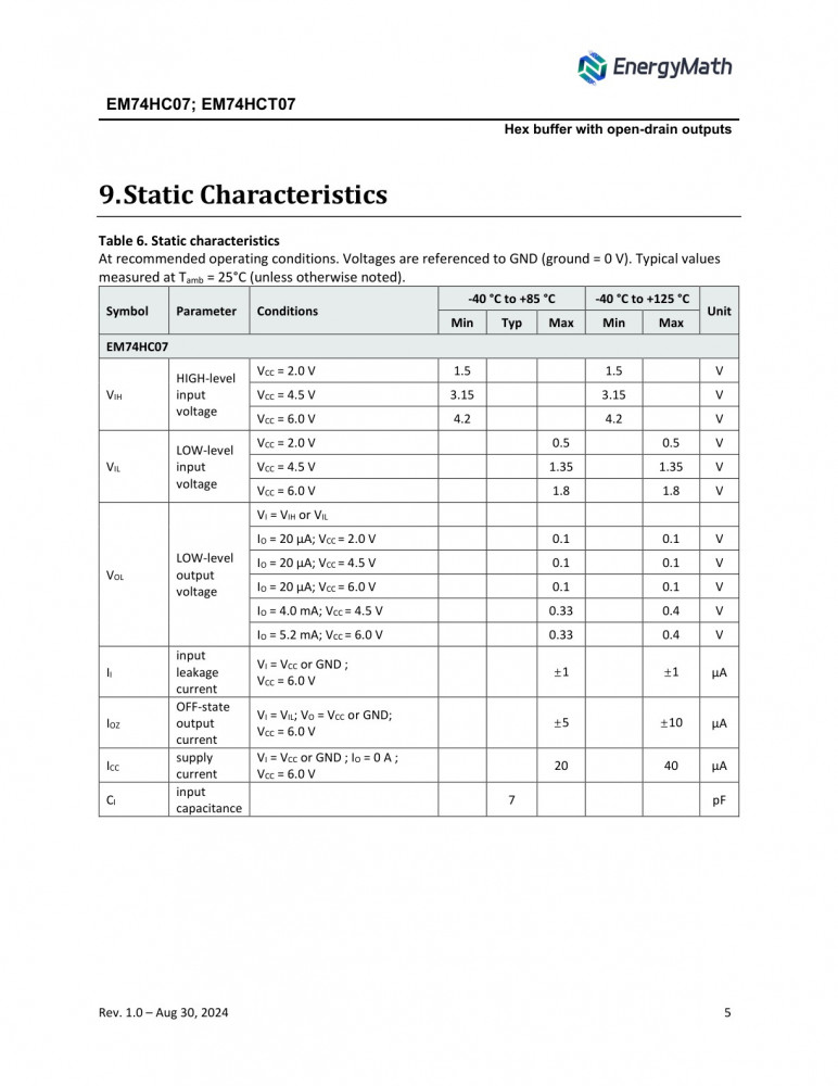 EM74HCT07D datasheet page 5