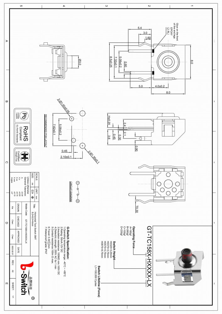 GT-TC158B-H0875-L1 technical drawing