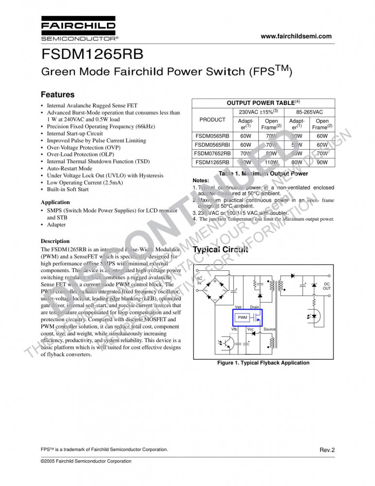 FSDM1265RB datasheet page 2