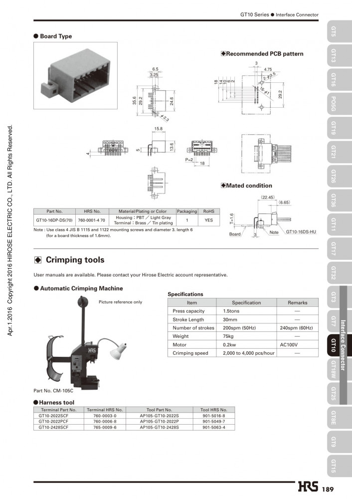 HRS GT10 tooling documentation page 6