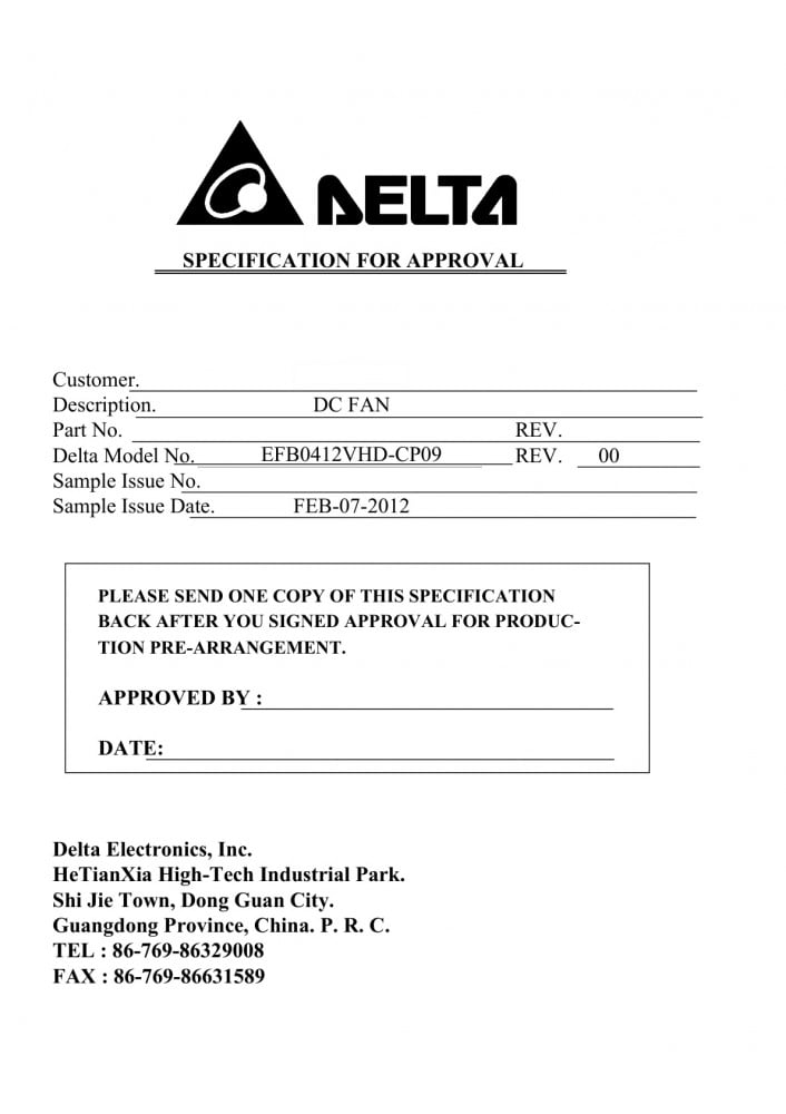 EFB0412VHD-CP09 specification page 1