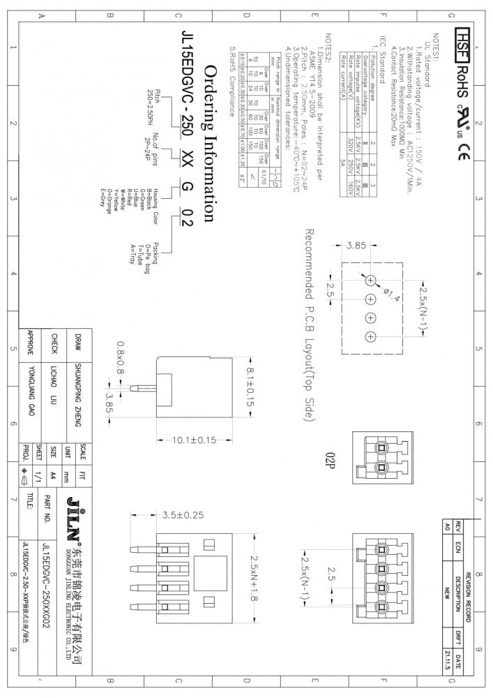 JILN JL15EDGVC-25003G02 technical drawing