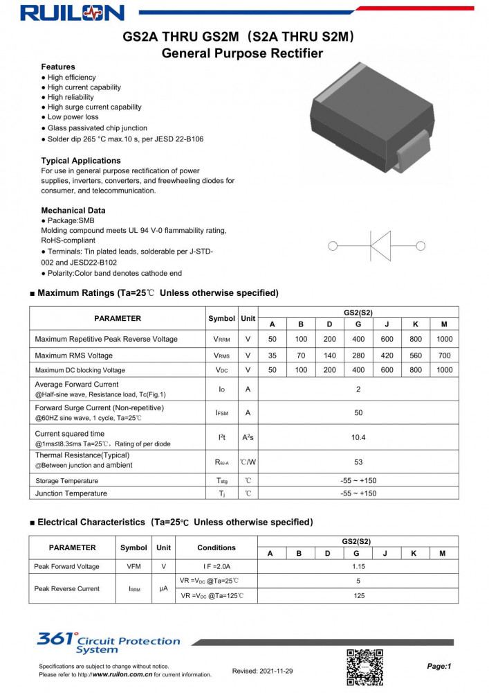 RUILON GS2M datasheet page 1
