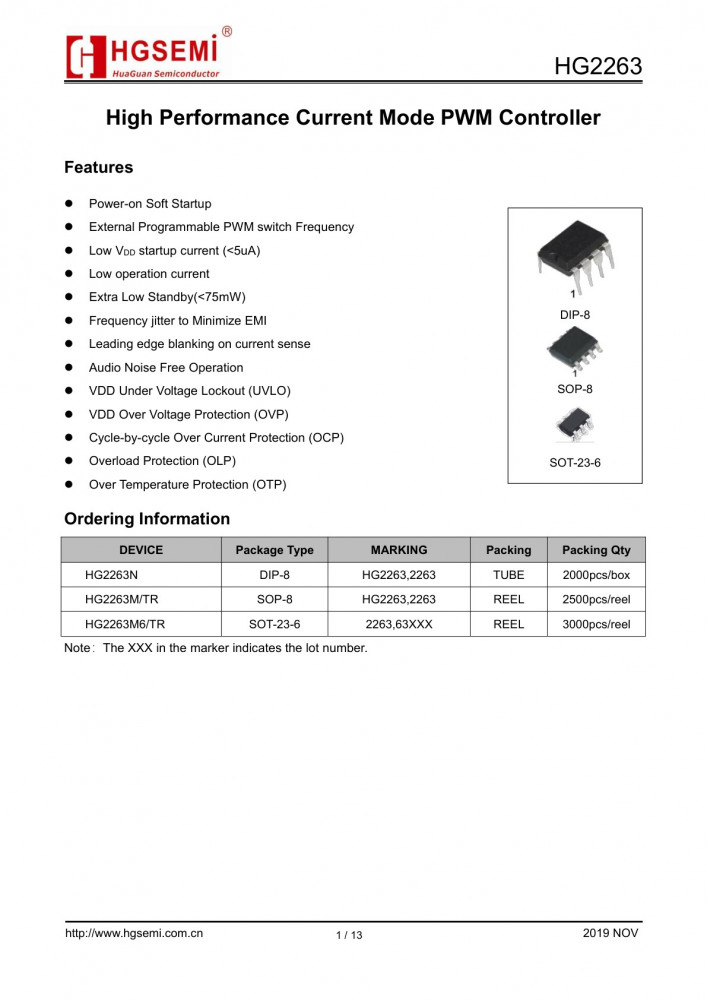 HG2263N datasheet page 1