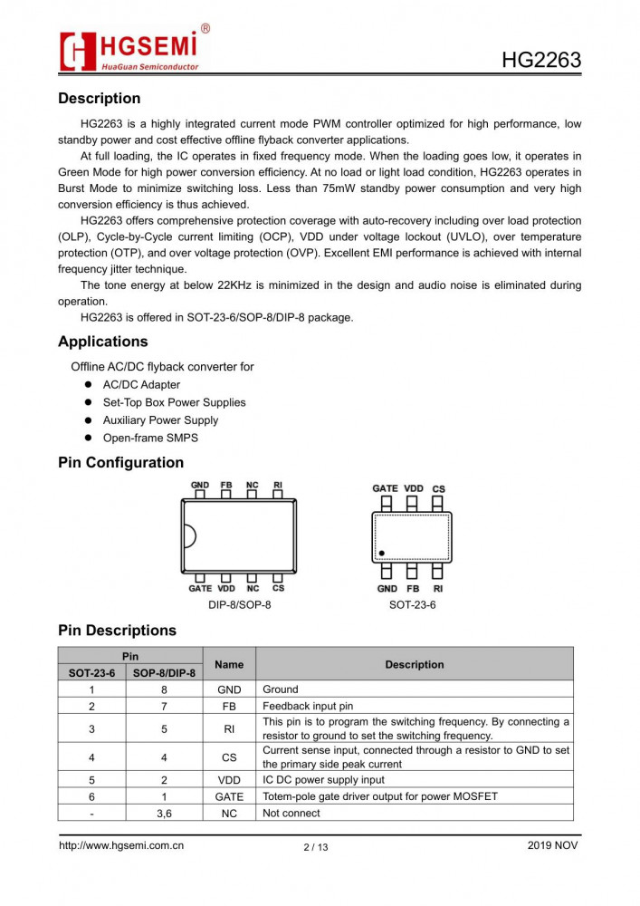 HG2263N datasheet page 2