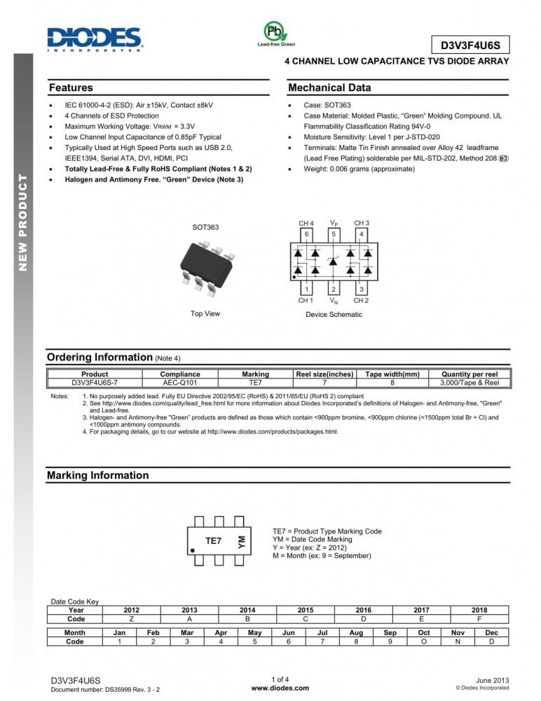 D3V3F4U6S-7 datasheet page 1