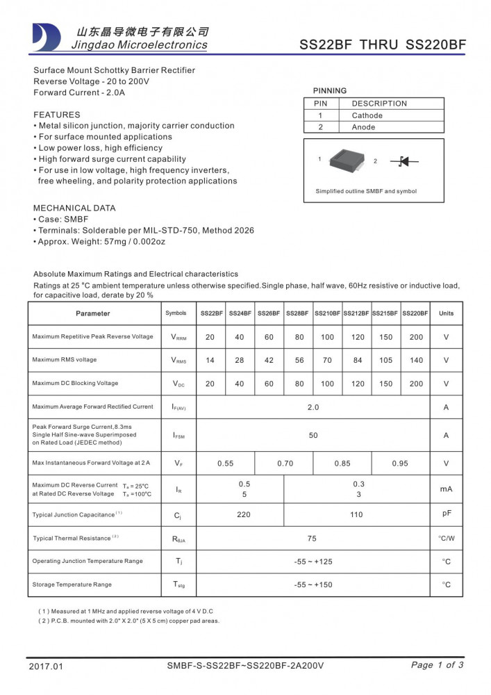 SS24BF datasheet page 1
