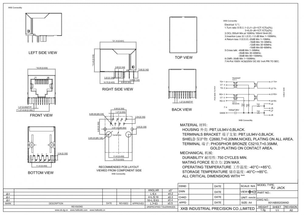 X01AB002GWAD technical drawing page