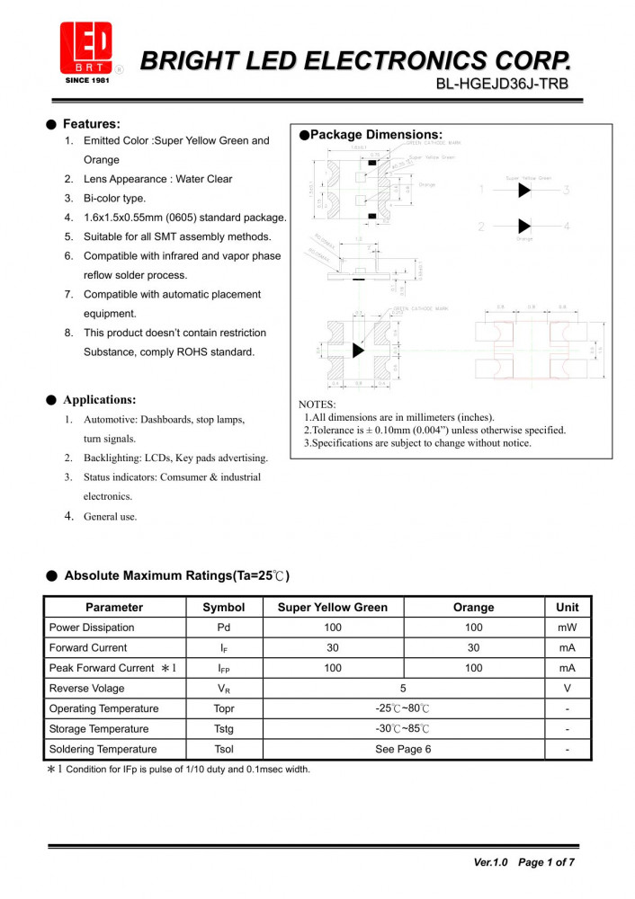 BL-HGEJD36J-TRB technical document, page 1