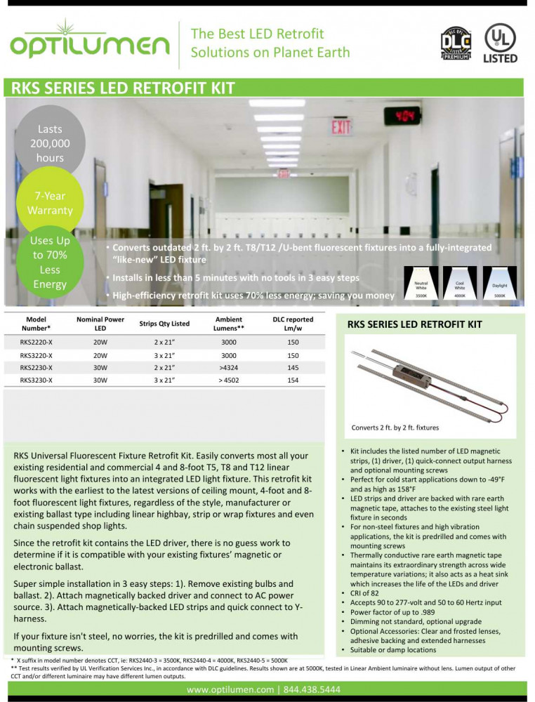 RKS series LED retrofit kit product documentation preview