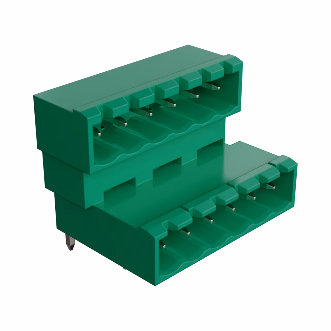 5.00mm Pitch Eurostyle Horizontal Dual Level PCB Header, Closed Ends, Green Housing, 12 Circuits for sale