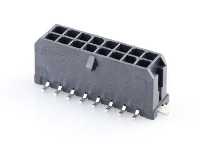Micro-Fit 3.0 Vertical Header, 3.00mm Pitch, Dual Row, 16 Circuits, with  Solder Tab, 0.38µm Gold Plating, Glow-Wire Capable, Black, Tape and Reel for sale