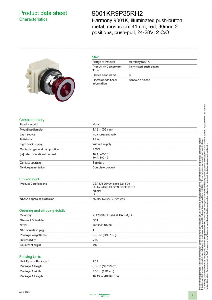 9001KR9P35RH2 technical document page 1