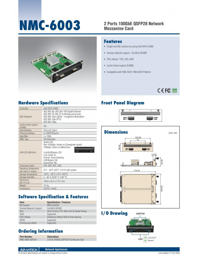 ADVANTECH NMC-6003 product document page