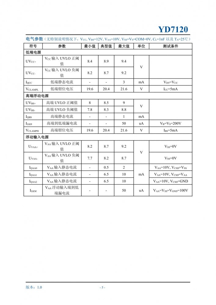 YD7120 datasheet page 5