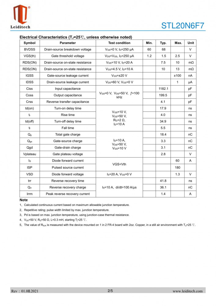 STL20N6F7 datasheet page 2