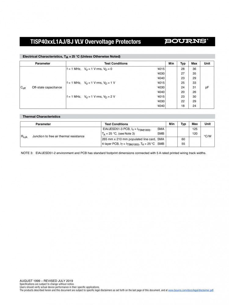 TISP4040L1BJR-S datasheet page 3