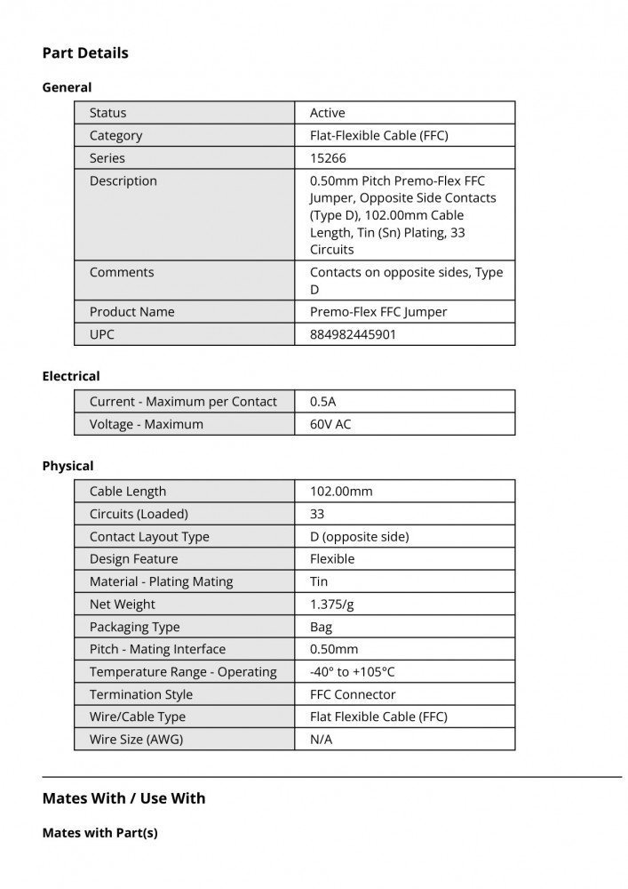 FFC family specification page 2