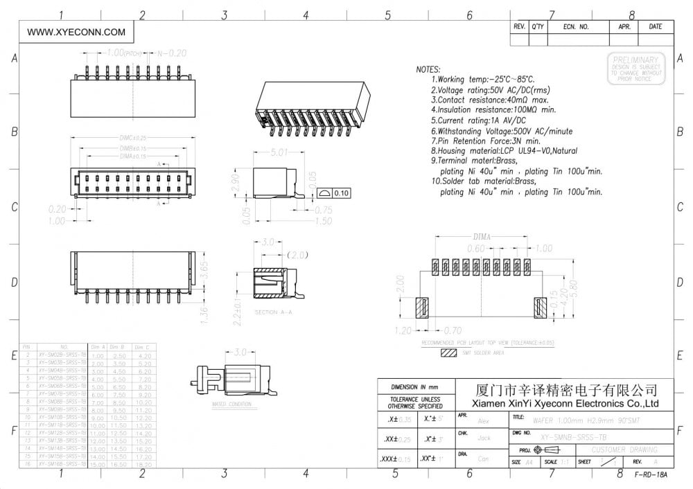 XY-SM04B-SRSS-TB XYECONN document image