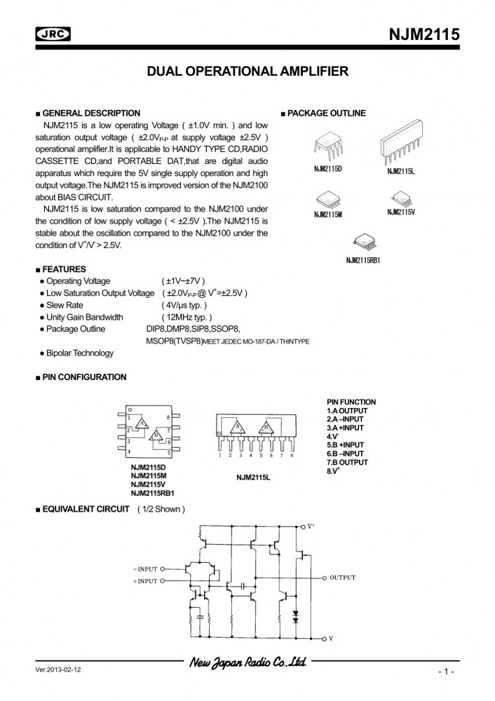 NJM2115 technical document page 1