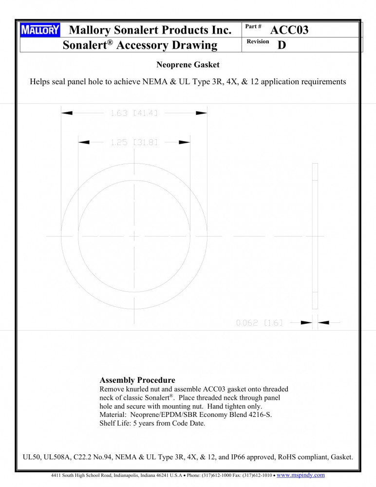 ACC03 Sonalert accessory drawing preview