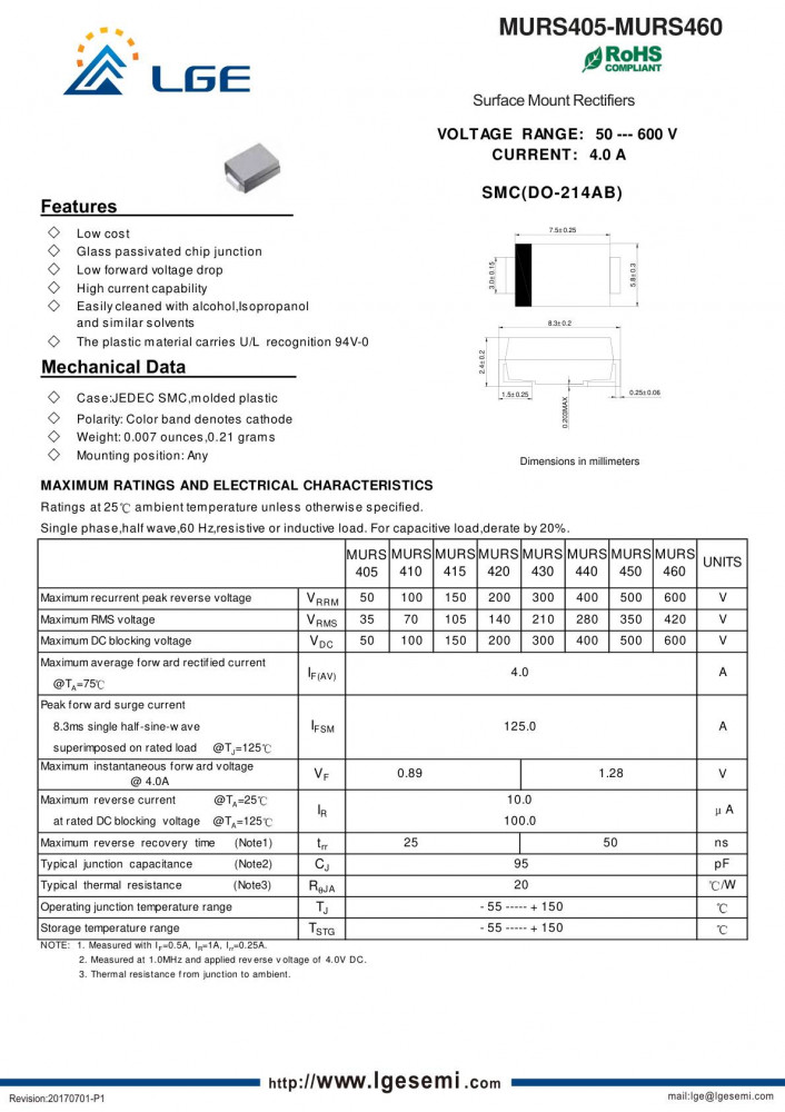 LGE MURS460 datasheet page 1